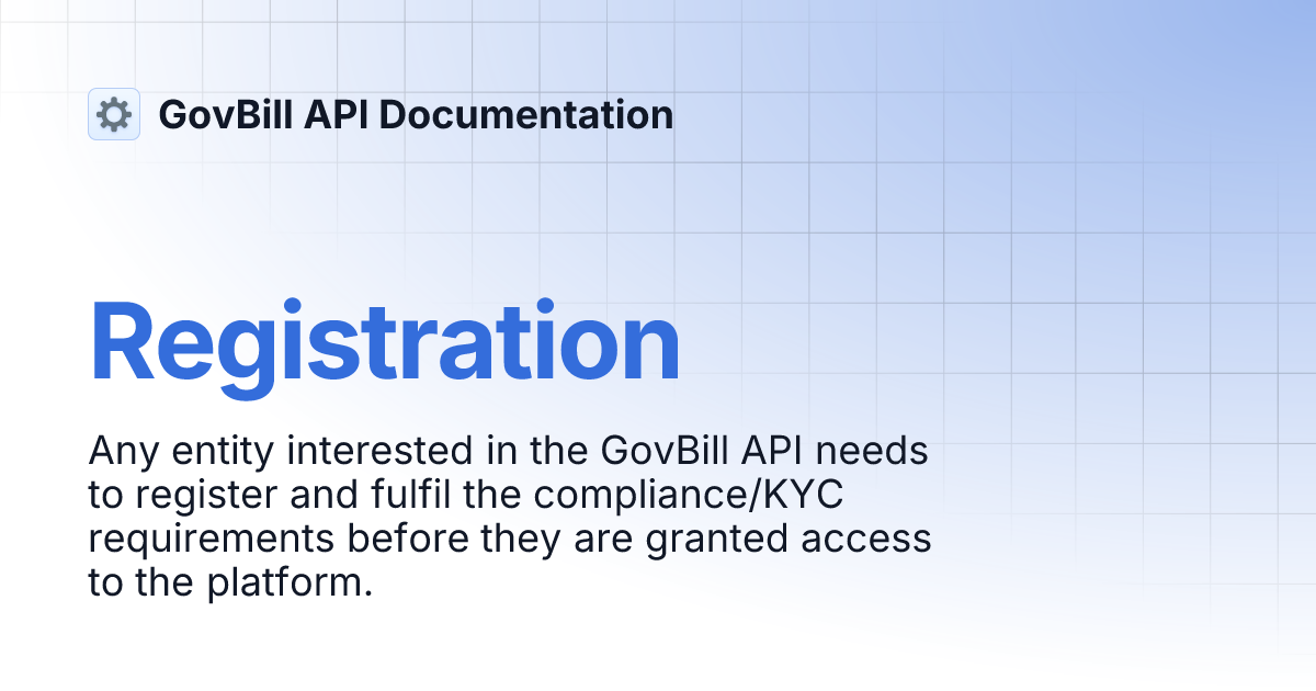 Registration | GovBill API Documentation