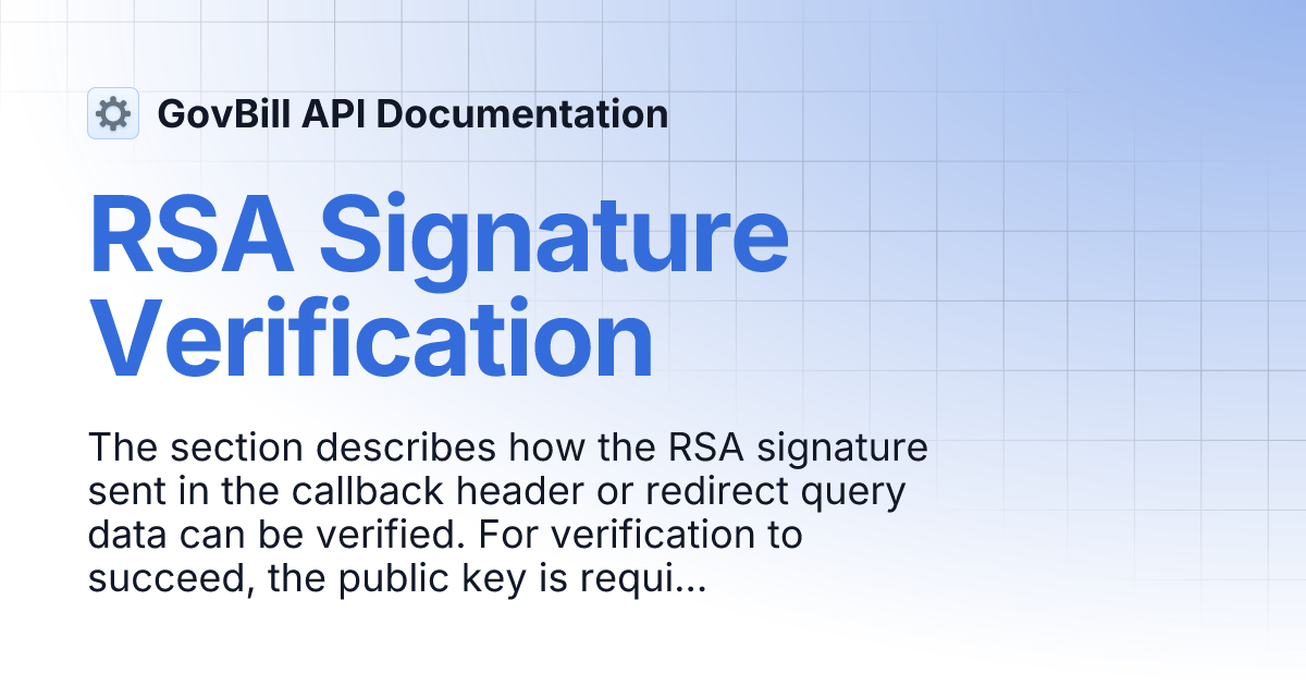 RSA Signature Verification | GovBill API Documentation